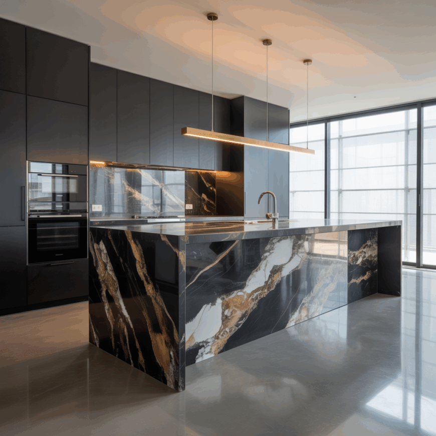 25 Luxury Kitchens Featuring Oversized Waterfall Marble Islands – Home ...
