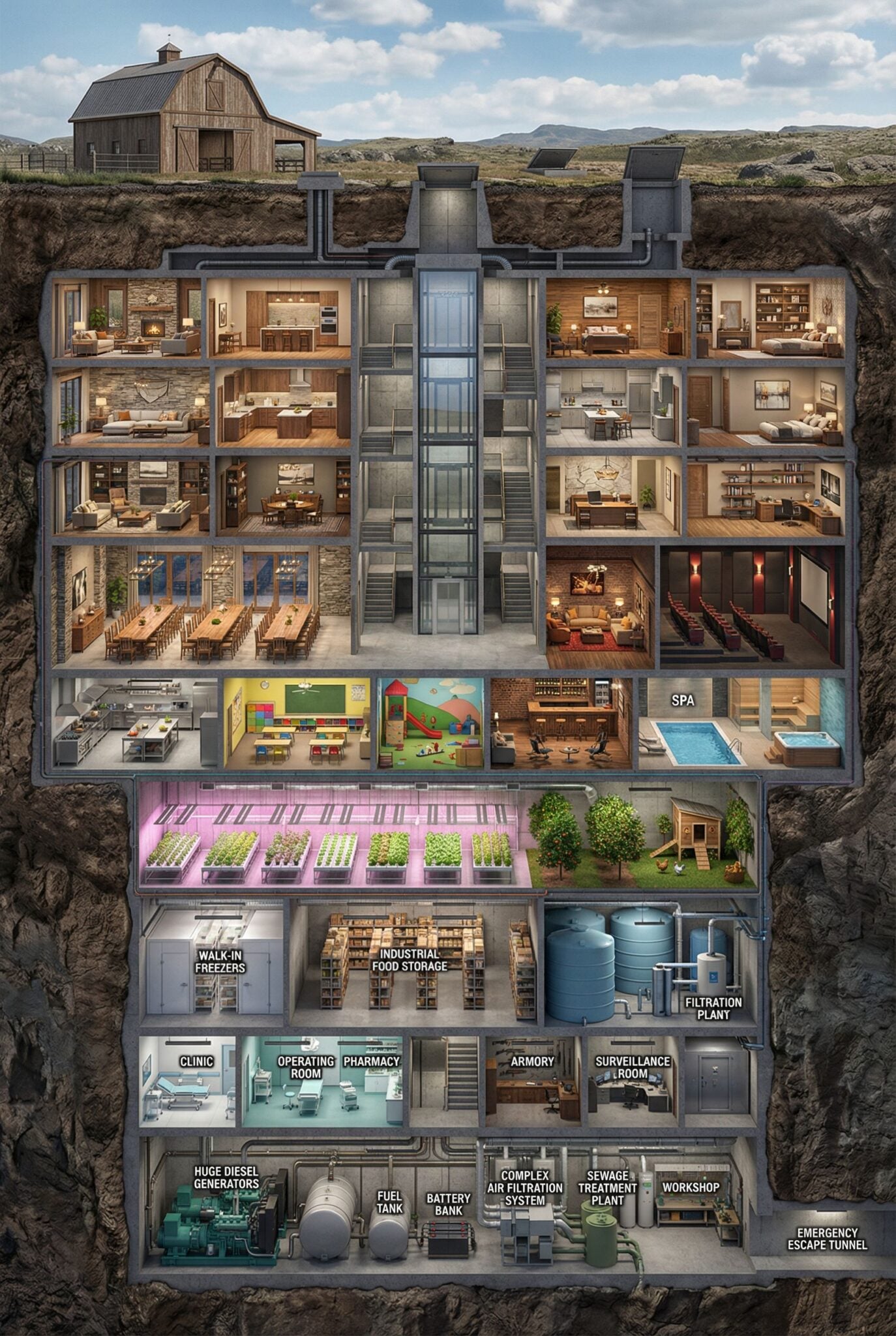 I Asked AI To Design 18 Different Bunker Designs for My Family to Live ...
