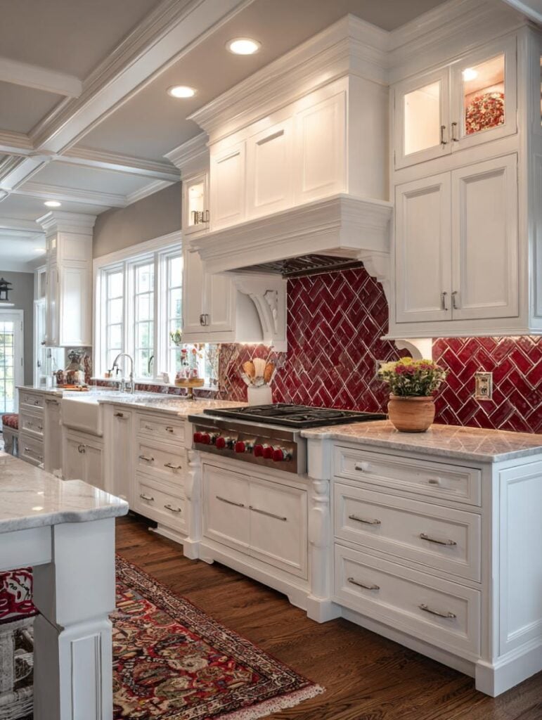 50 Gorgeous Red + White Rustic Kitchen Designs that Cost $100K or More ...