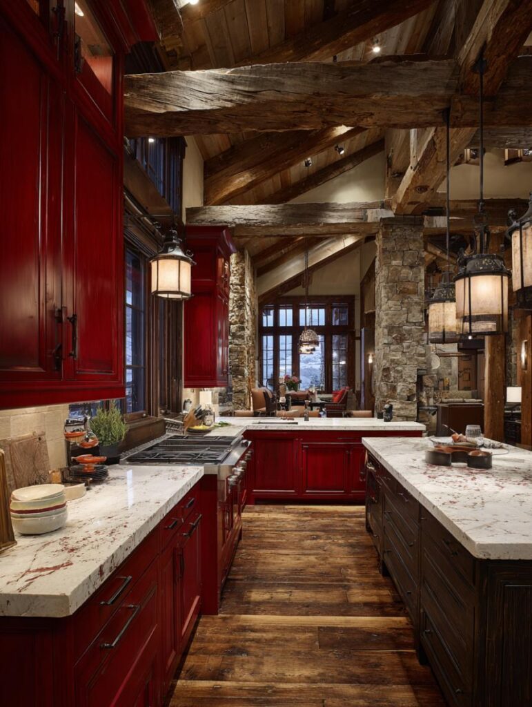 50 Gorgeous Red + White Rustic Kitchen Designs that Cost $100K or More ...