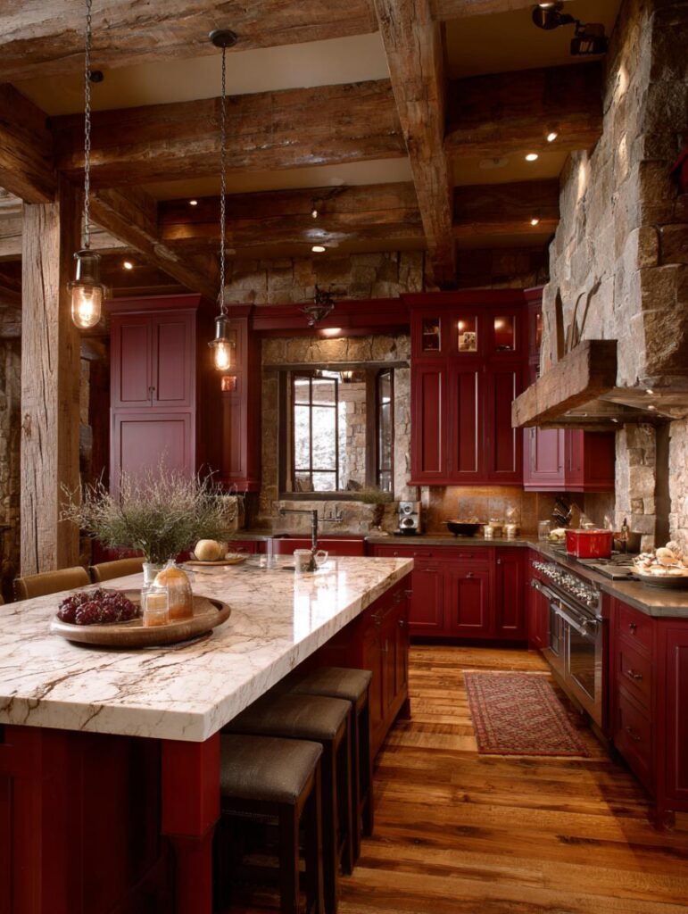 50 Gorgeous Red + White Rustic Kitchen Designs that Cost $100K or More ...