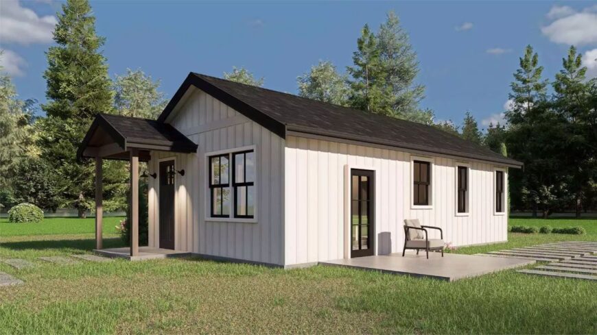 Nesting Corner 1-Bedroom ADU Farmhouse for a Narrow Lot with Open Floor ...