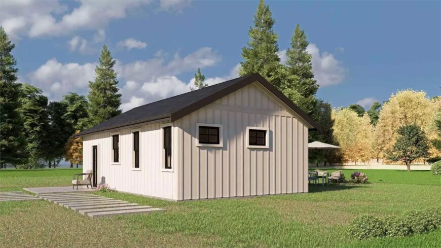 Nesting Corner 1-Bedroom ADU Farmhouse for a Narrow Lot with Open Floor ...