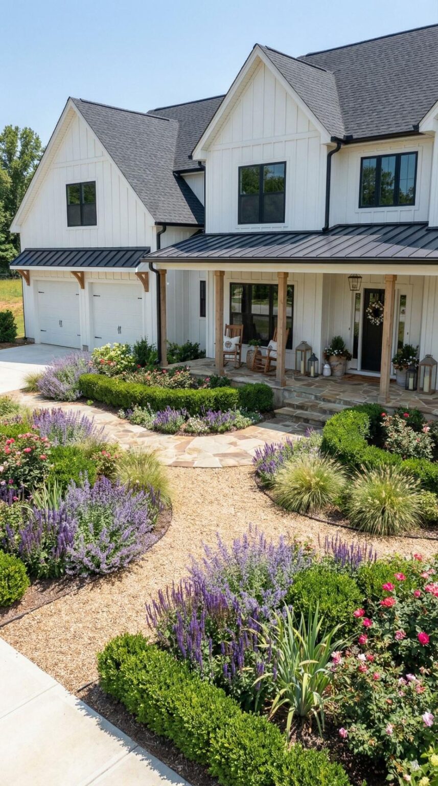 35 Before & After Modern Farmhouse Front Yard Designs – From Boring ...