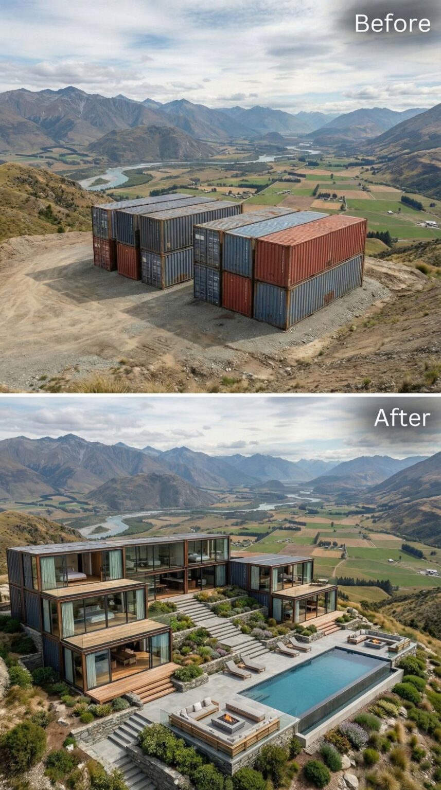 40 Before & After $10 Million Shipping Container Mansions - From ...