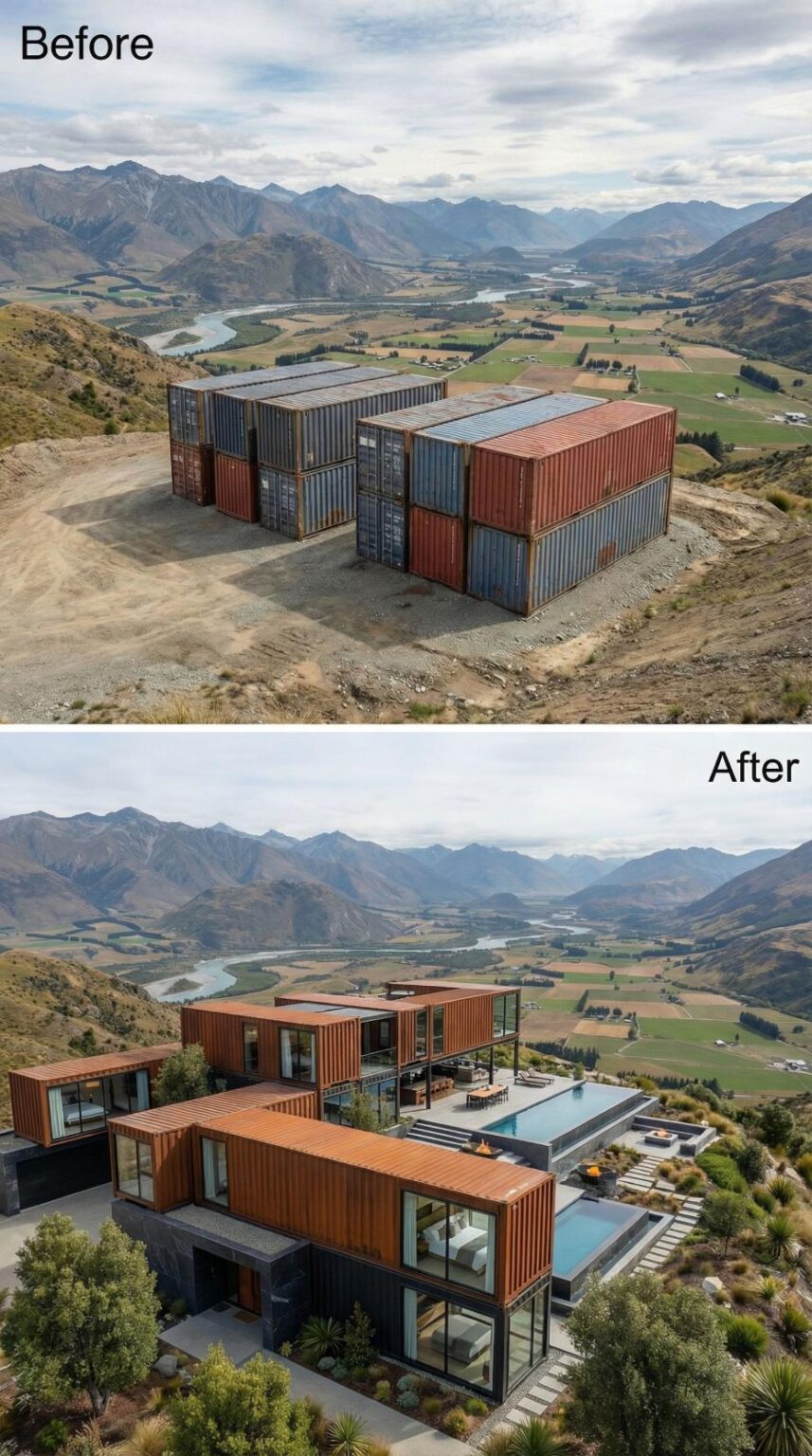 40 Before & After $10 Million Shipping Container Mansions - From ...