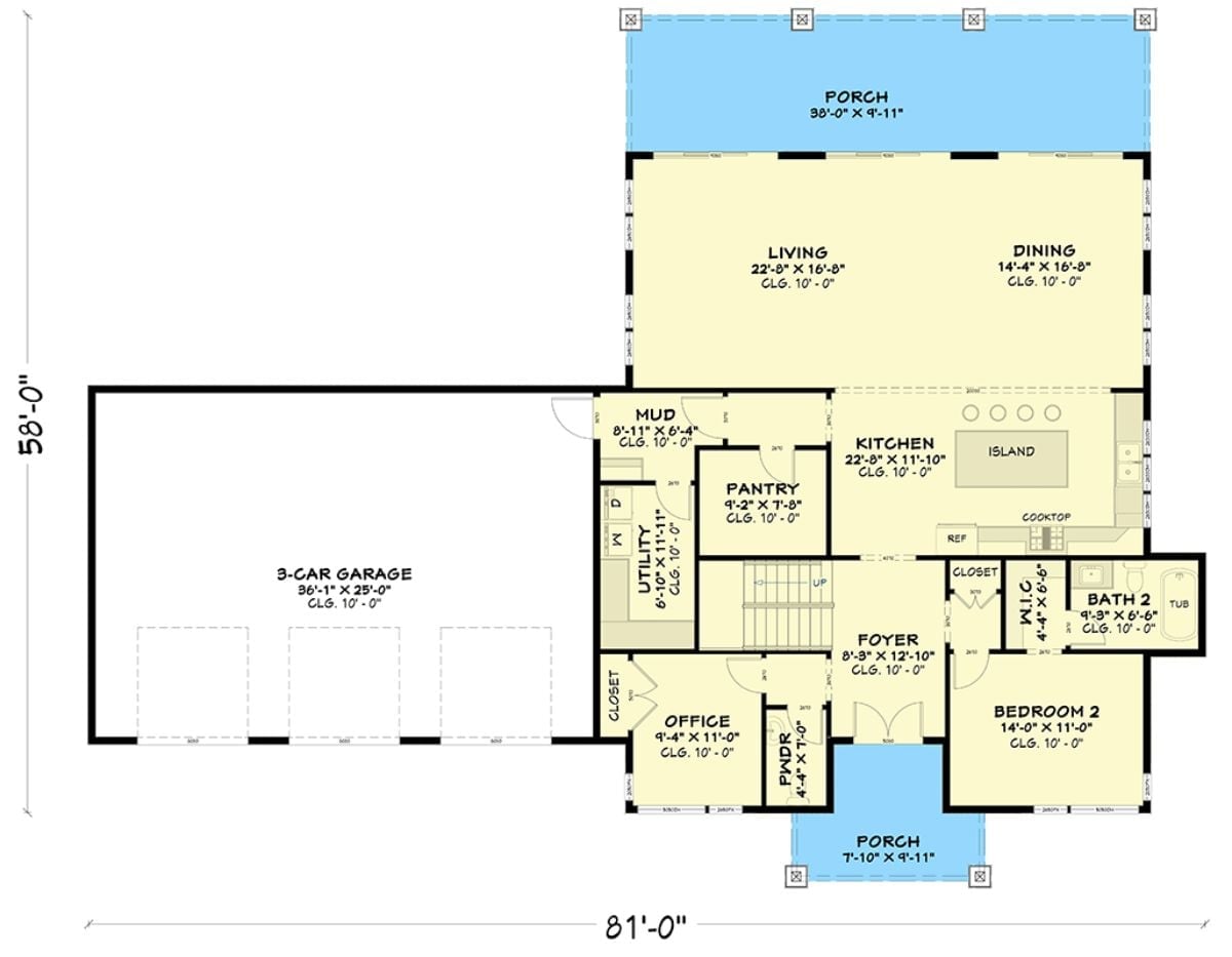 Crestfield 4-Bedroom Contemporary Transitional House Plan with 3-Car ...